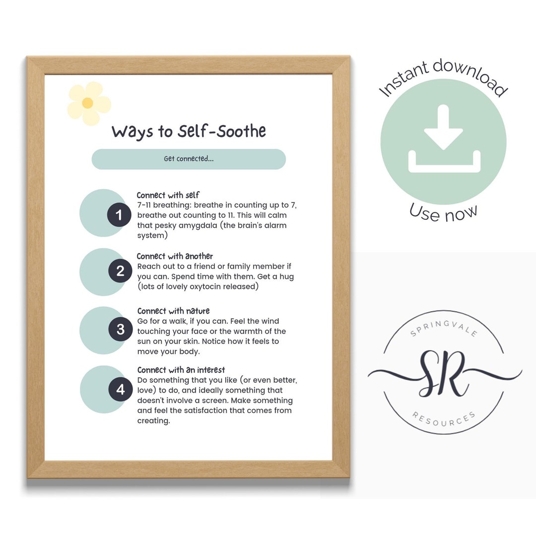 Ways to Self-soothe via Connection Poster - Therapy Poster - Mental ...