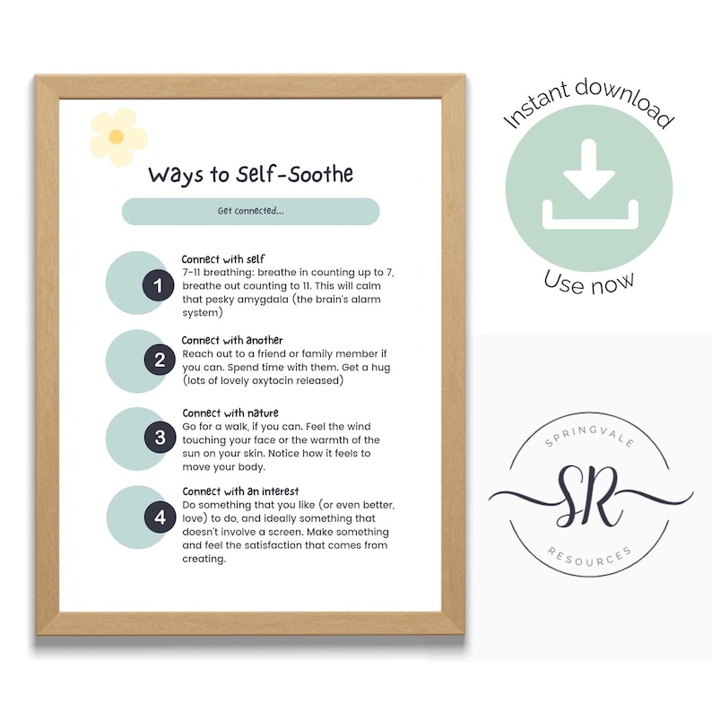 Ways to Self-soothe via Connection Poster - Therapy Poster - Mental ...