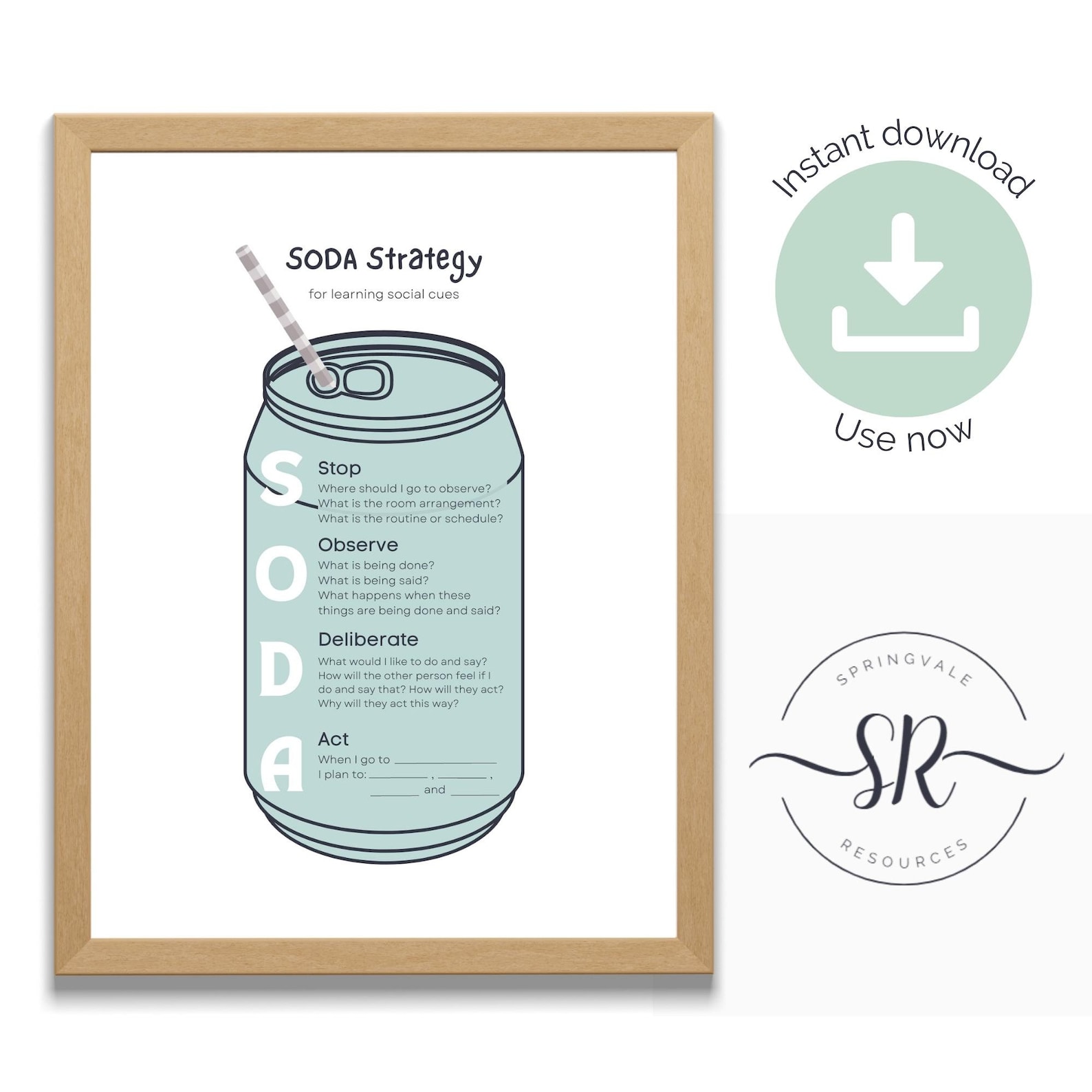 SODA Strategy for Learning Social Cues: Autism Help Poster - Therapy ...
