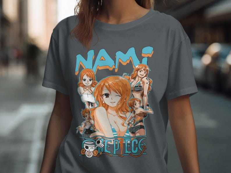 One Piece Nami T-shirt Anime Fan Art Graphic Tee Gift for Otaku Casual ...