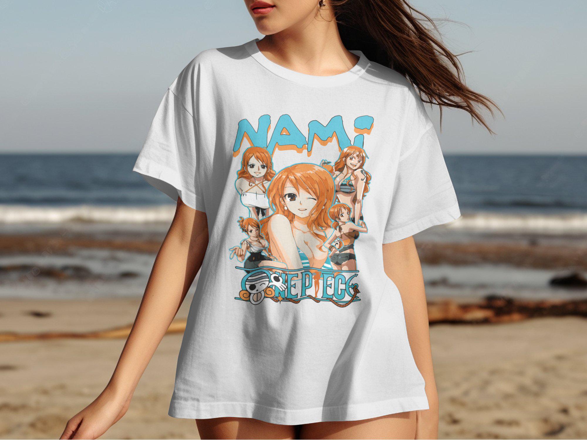 One Piece Nami T-shirt Anime Fan Art Graphic Tee Gift for Otaku Casual ...