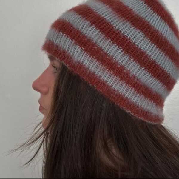 Striped Knit Hat - Etsy