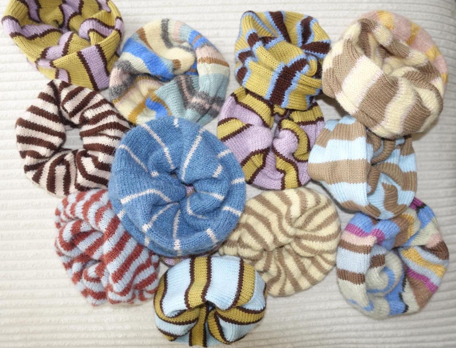 Striped Knit Scrunchies - Etsy