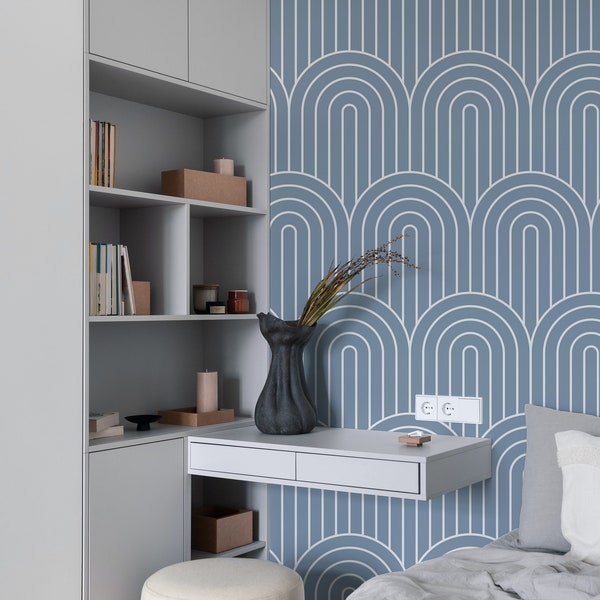 Geometric Wallpaper Blue - Etsy