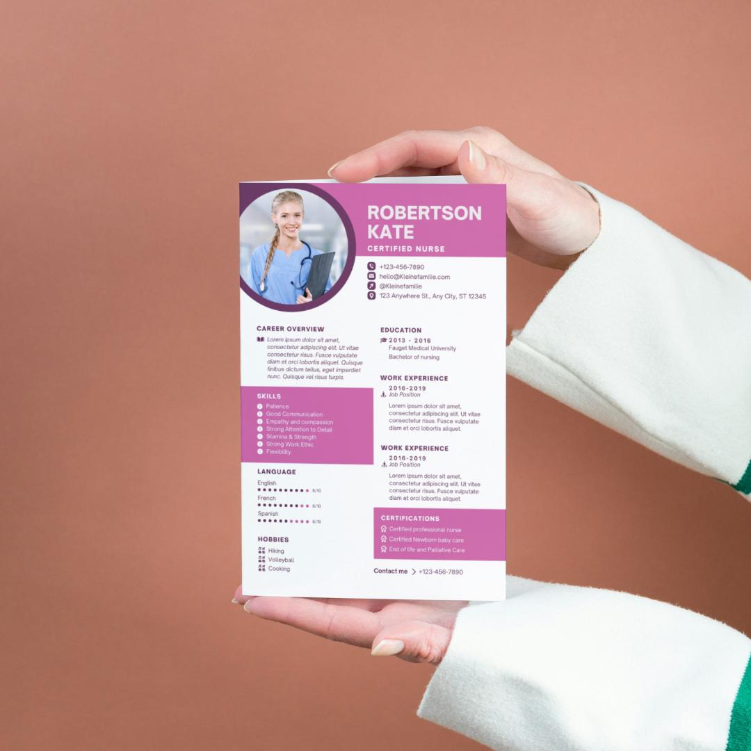 Modern Nurse Resume Template | Editable CV for Medical Professionals ...