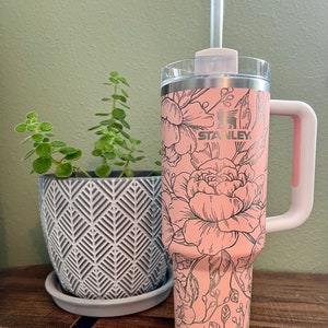 Engraved Peony Stanley Quencher, 40 Oz Floral Tumbler - Etsy