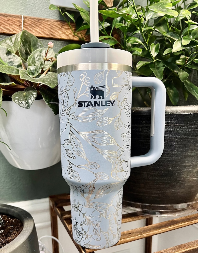 Engraved Peony Stanley Quencher, 40 Oz Floral Tumbler - Etsy
