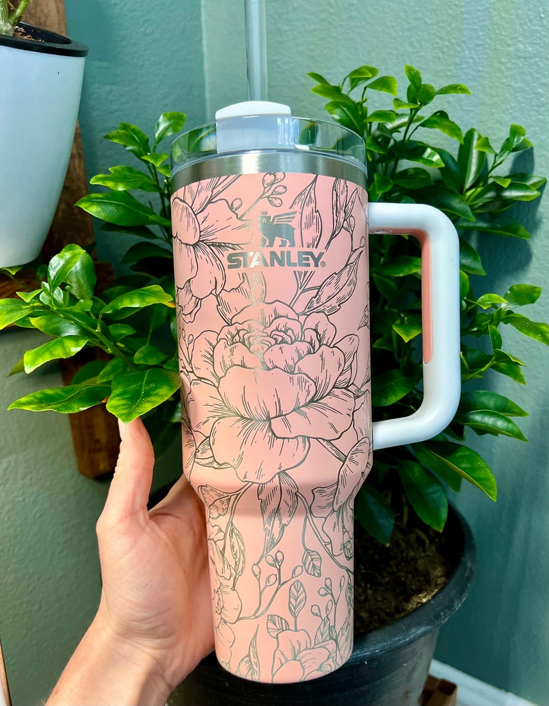 Engraved Peony Stanley Quencher, 40 Oz Floral Tumbler - Etsy