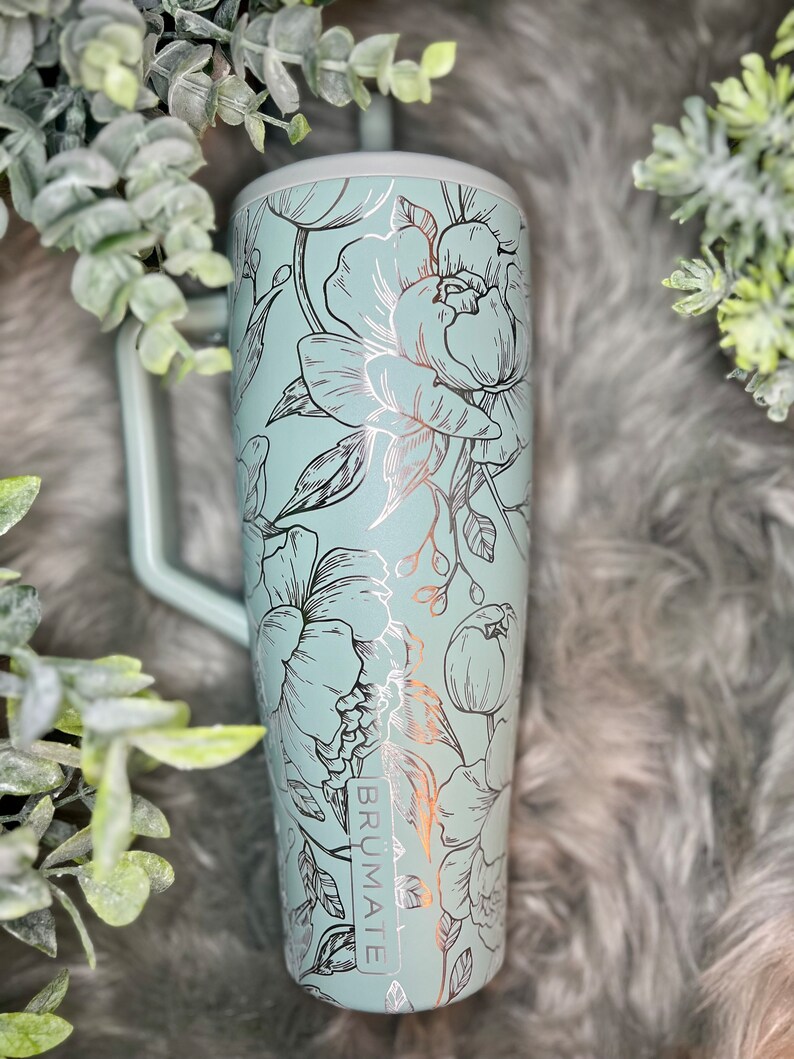 Engraved Peony Brumate Era Tumbler, 40oz Floral Tumbler With Handle - Etsy