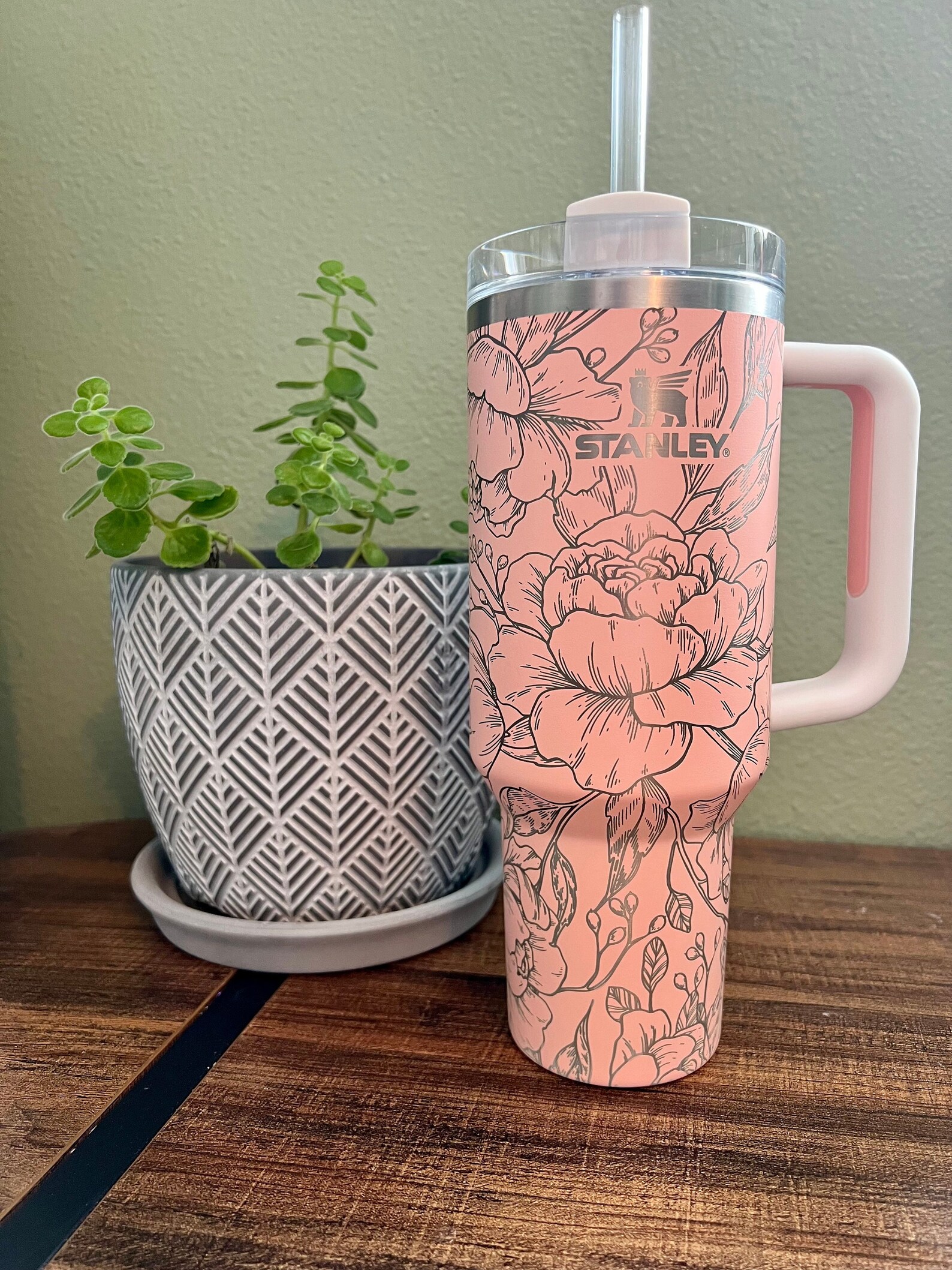 Engraved Peony Stanley Quencher, 40 Oz Floral Tumbler - Etsy