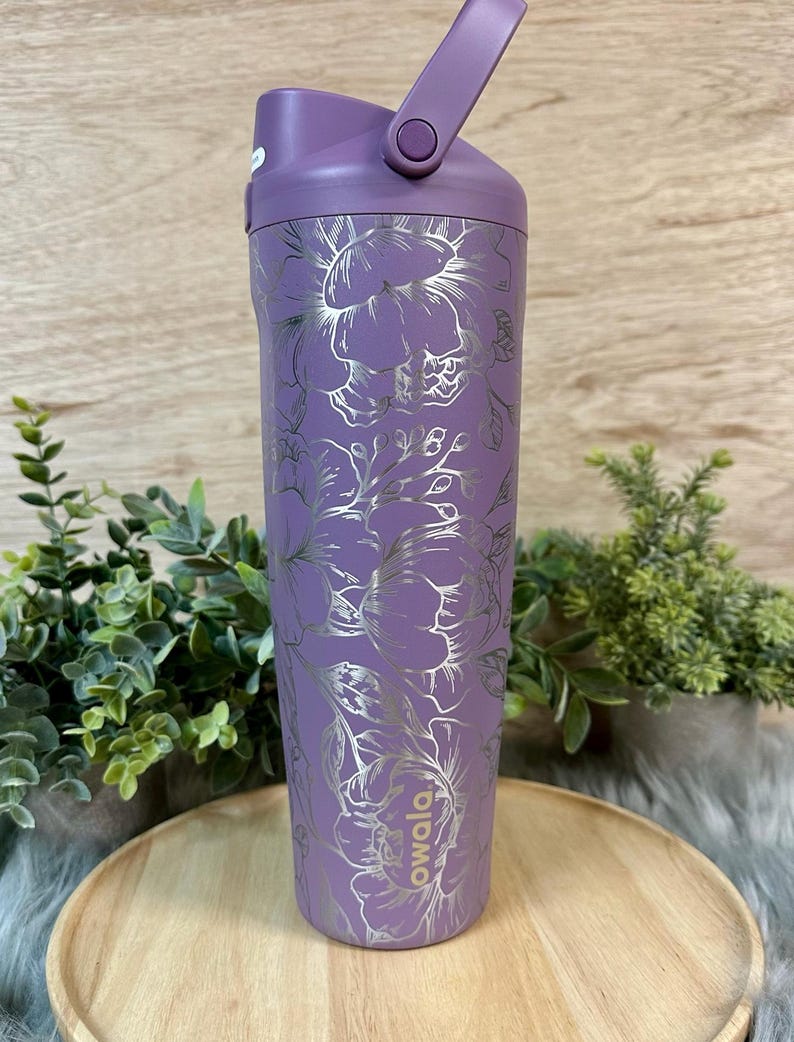 Peony Engraved Owala Freesip Sway Tumbler, Owala Water Bottle, Custom ...