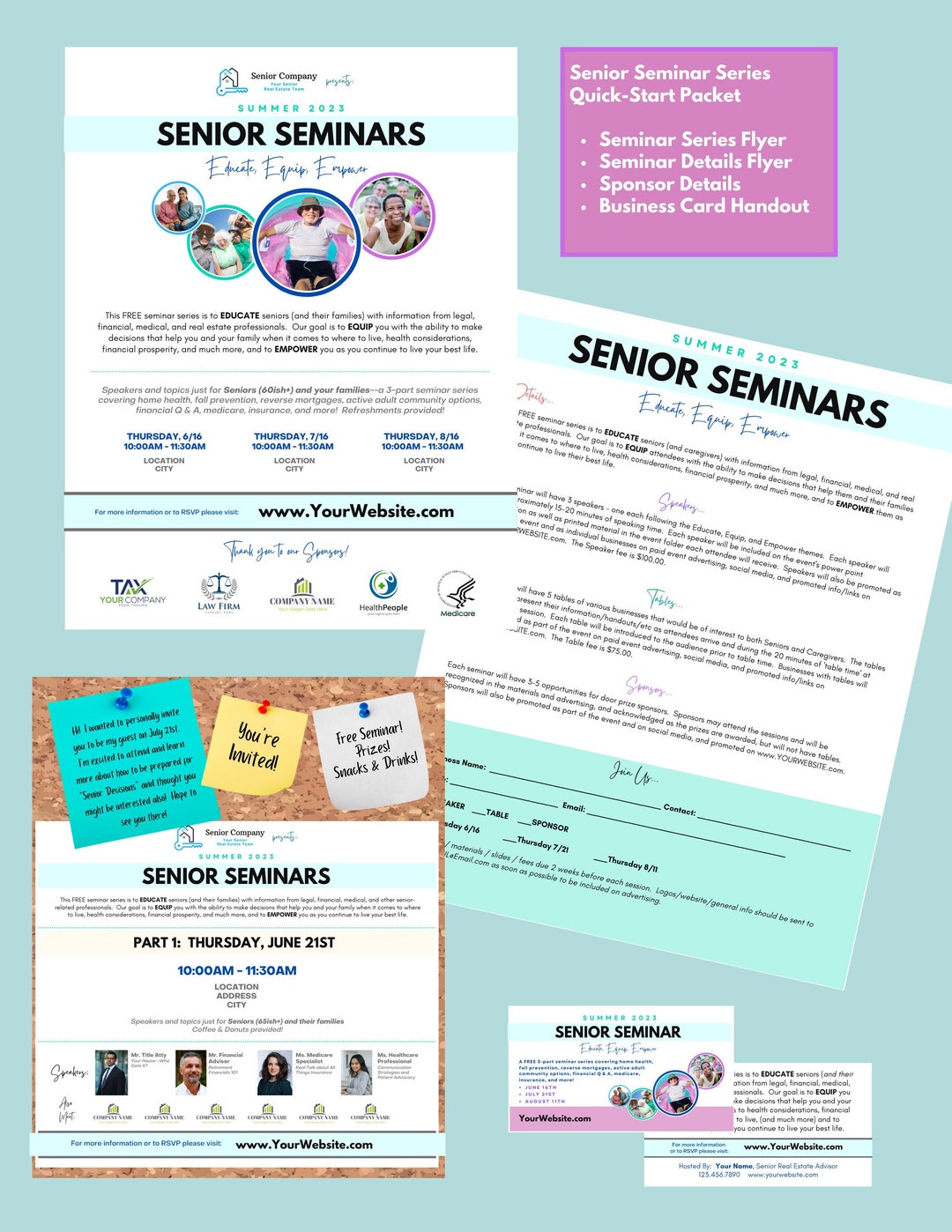 Summer Senior Seminar Quick Start Kit, Real Estate, Downsizing, Booklet ...