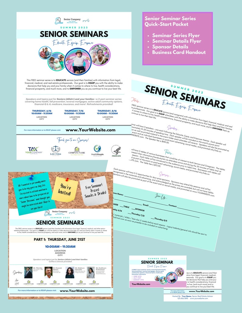 Summer Senior Seminar Quick Start Kit, Real Estate, Downsizing, Booklet ...