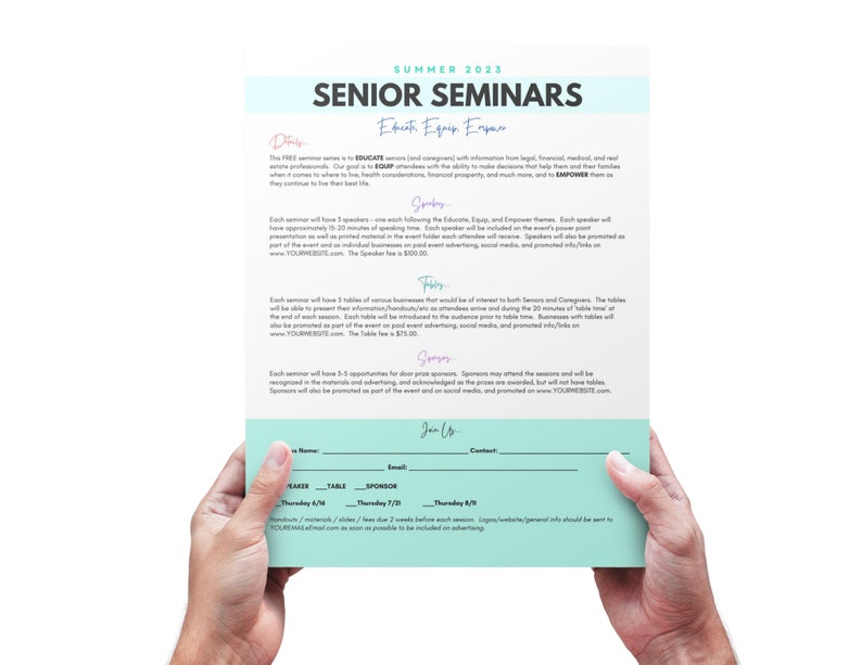 Summer Senior Seminar Quick Start Kit, Real Estate, Downsizing, Booklet ...