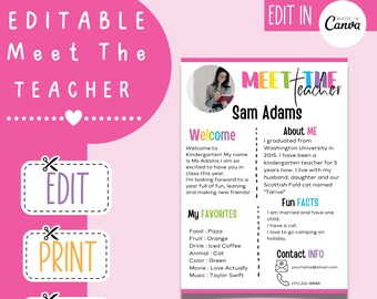 Editable Meet the Teacher Letter Back to School Printable - Etsy
