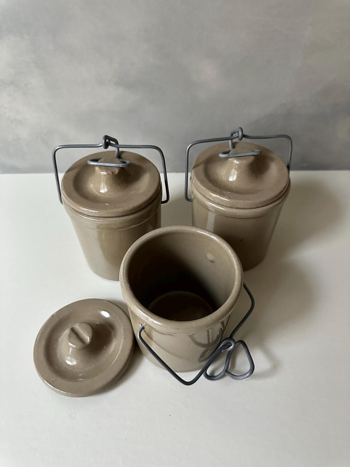 Vintage Ceramic Crock Set, Cottagecore Crock Jar Set - Etsy