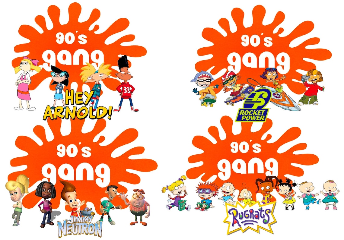 90s Nickelodeon Cartoons Digital Art Print, All Characters, Kids Tv ...