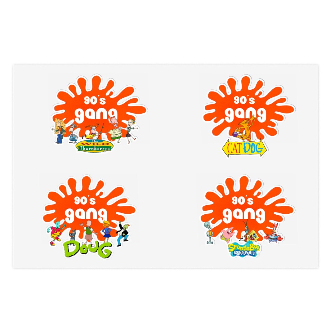 Popular Nickelodeon Shows Vinyl Sticker Sheet, 90’s Kids, Personalized ...