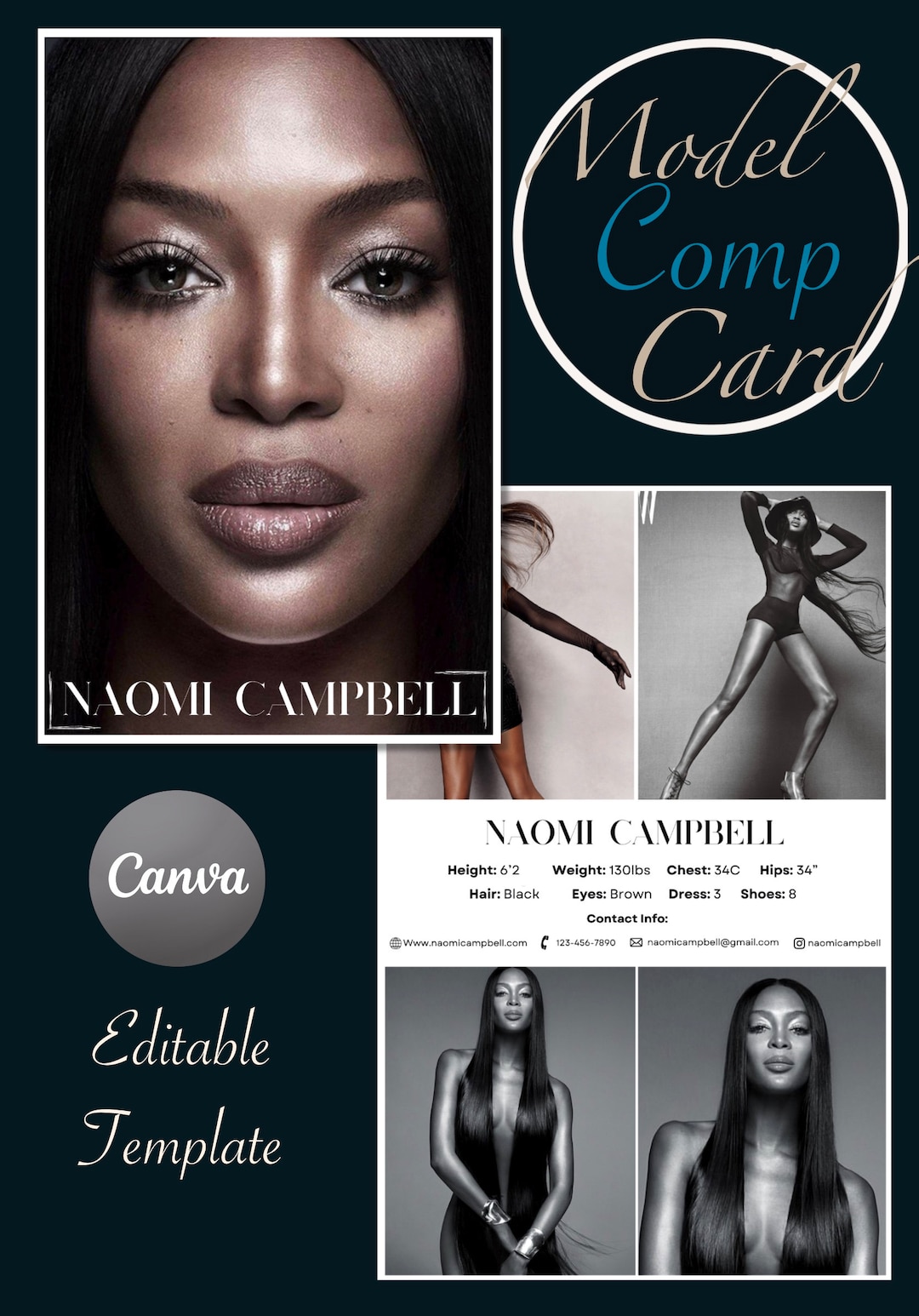Modeling Comp Card Template - Etsy