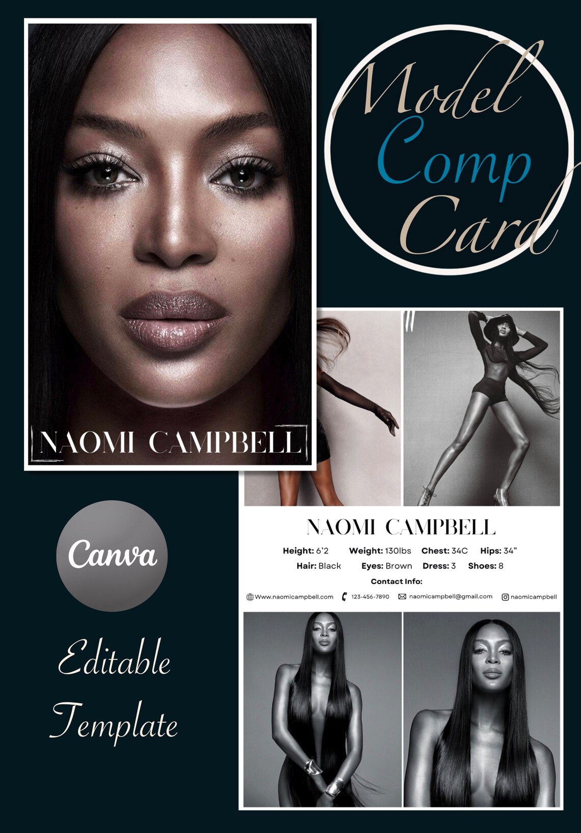 Modeling Comp Card Template - Etsy