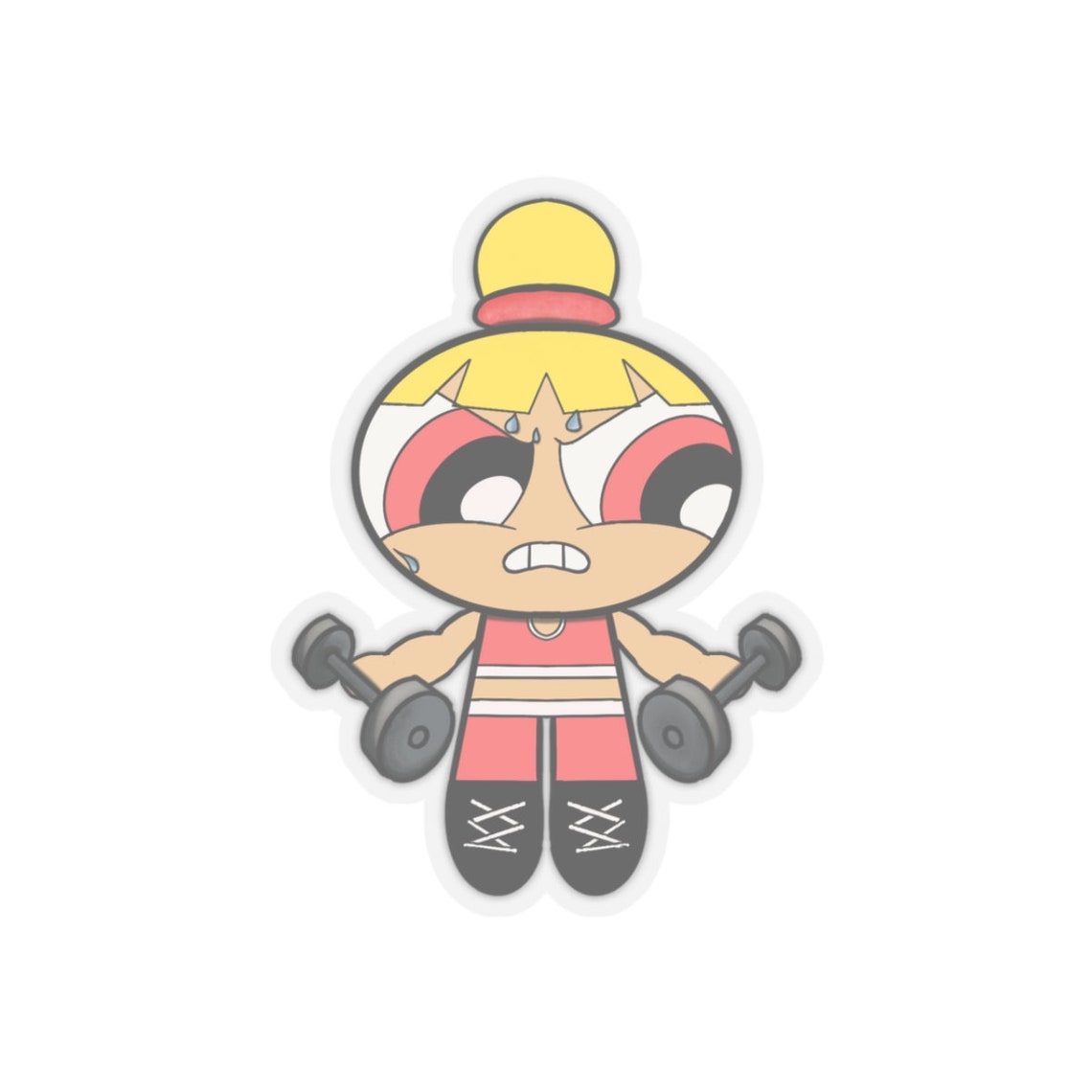 Pink Powertough Girl Fitness Sticker - Etsy
