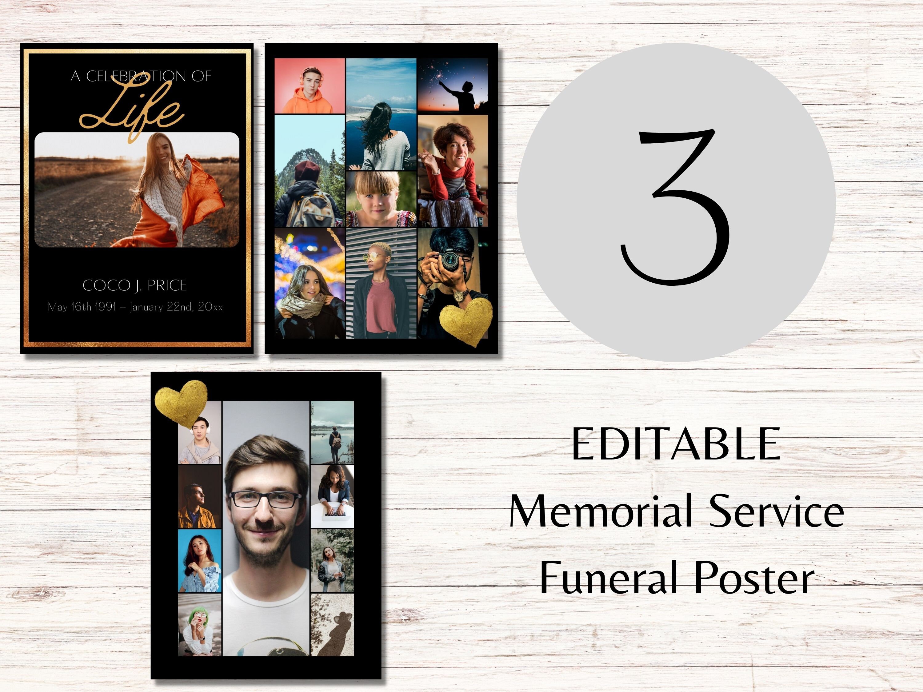 Memorial Collage Sign Template Funeral Photo Poster Funeral Collage ...