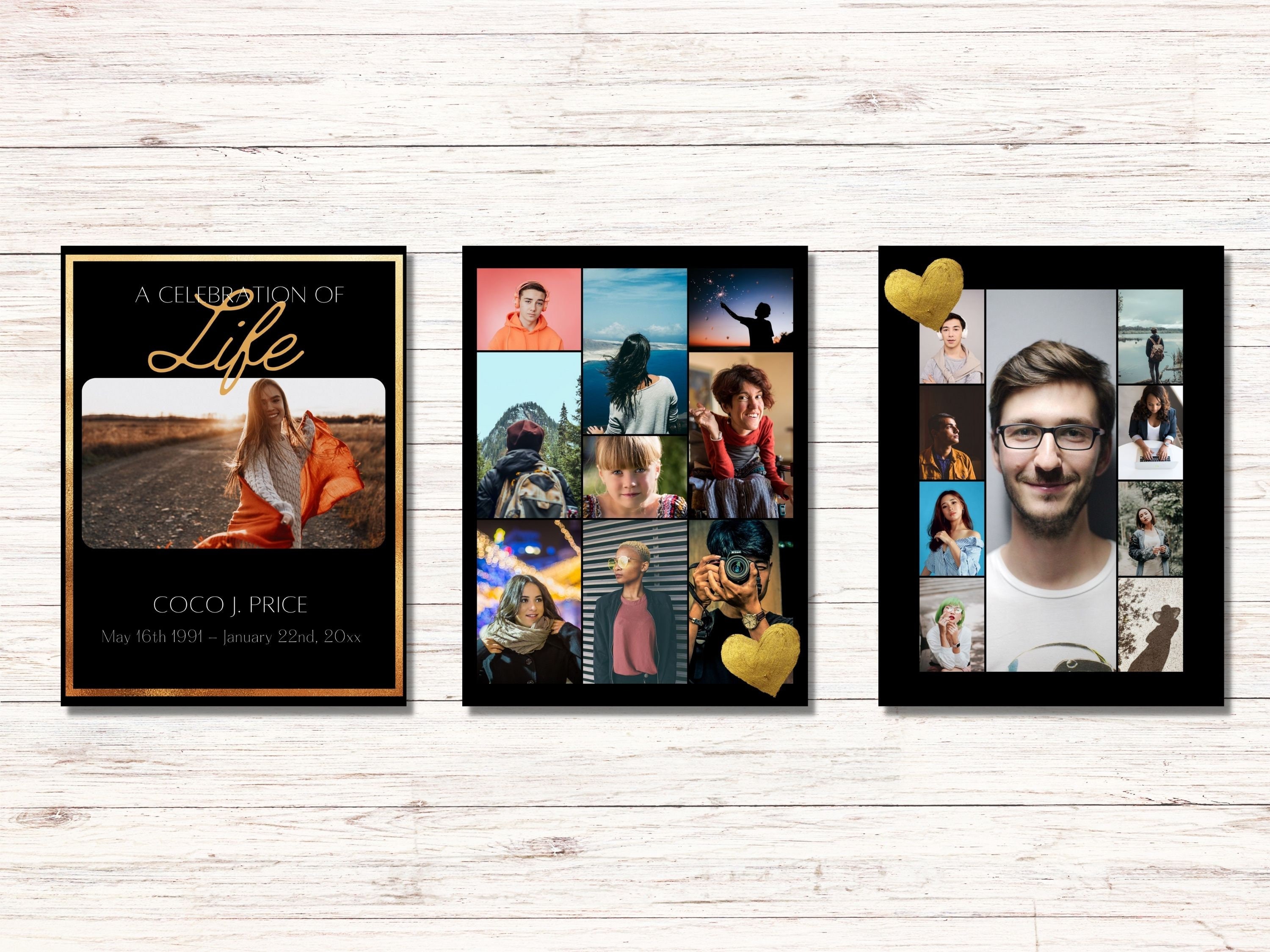 Memorial Collage Sign Template Funeral Photo Poster Funeral Collage ...