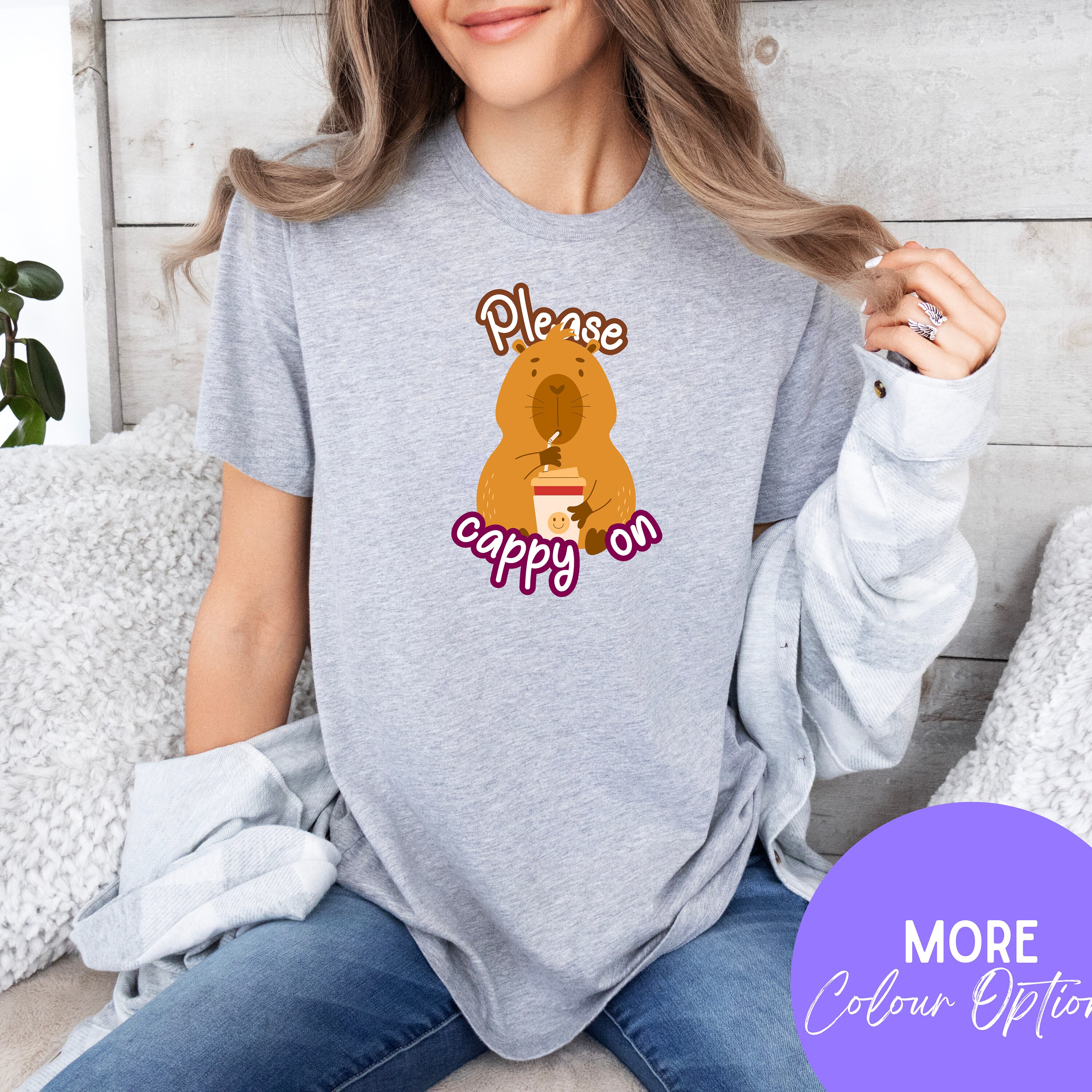 Please Cappy on Capybara Tshirt, Capybara Shirt, Capybara Lover, Sweet ...