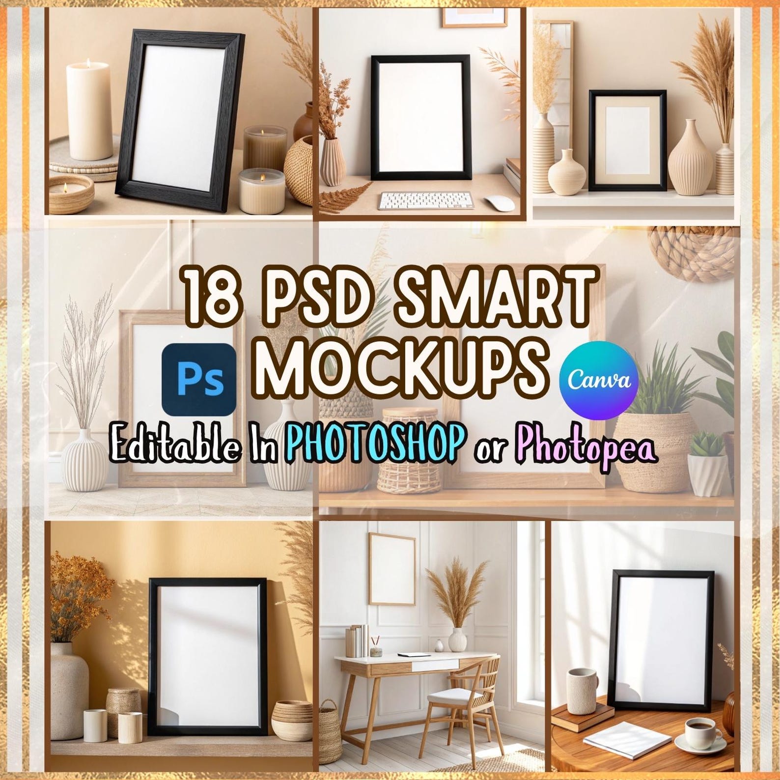 Natural Wood Frame Mockup, PSD Frames Bundle (digital Download) - Etsy