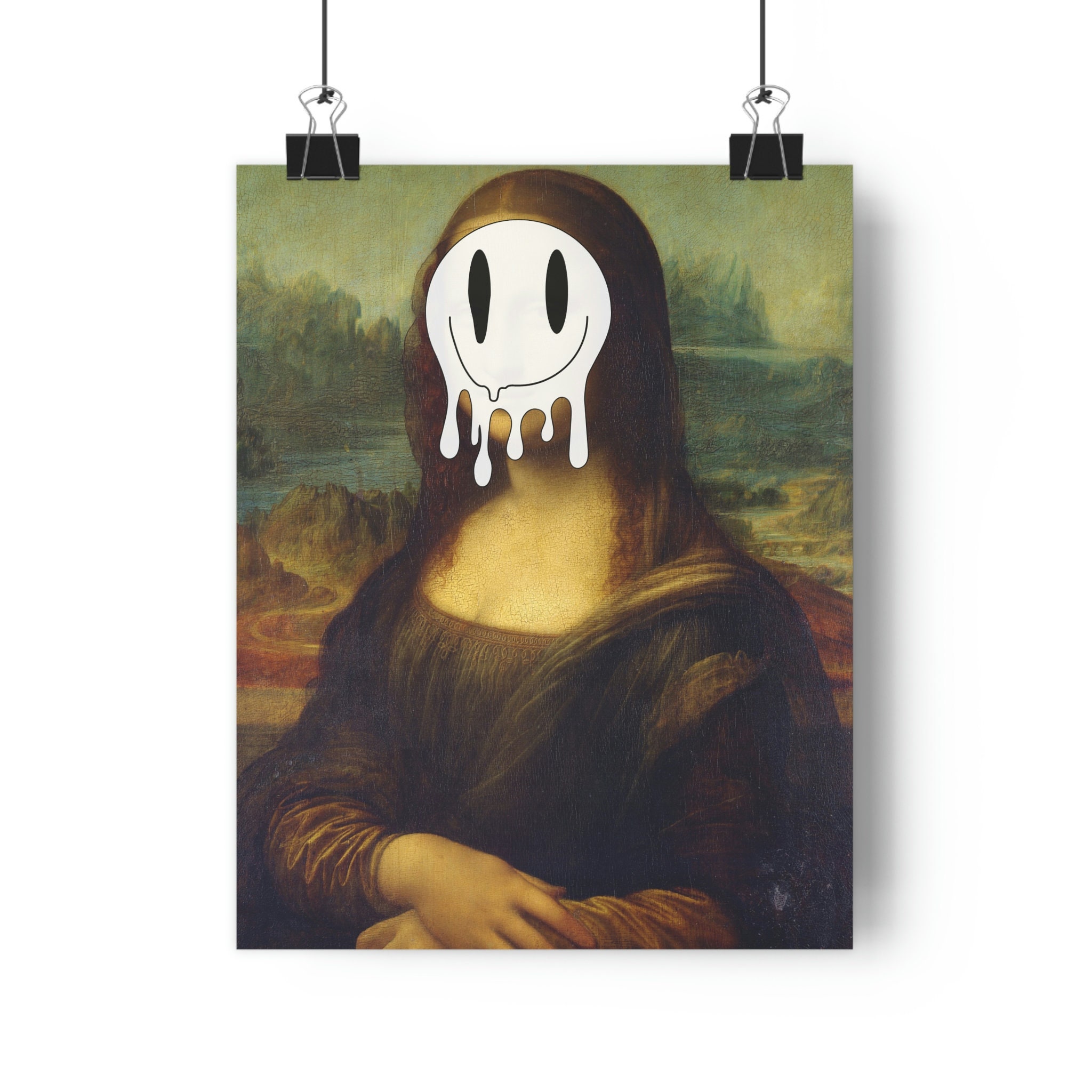 Modern Edgy Mona Lisa Acid Smiley Print - Etsy