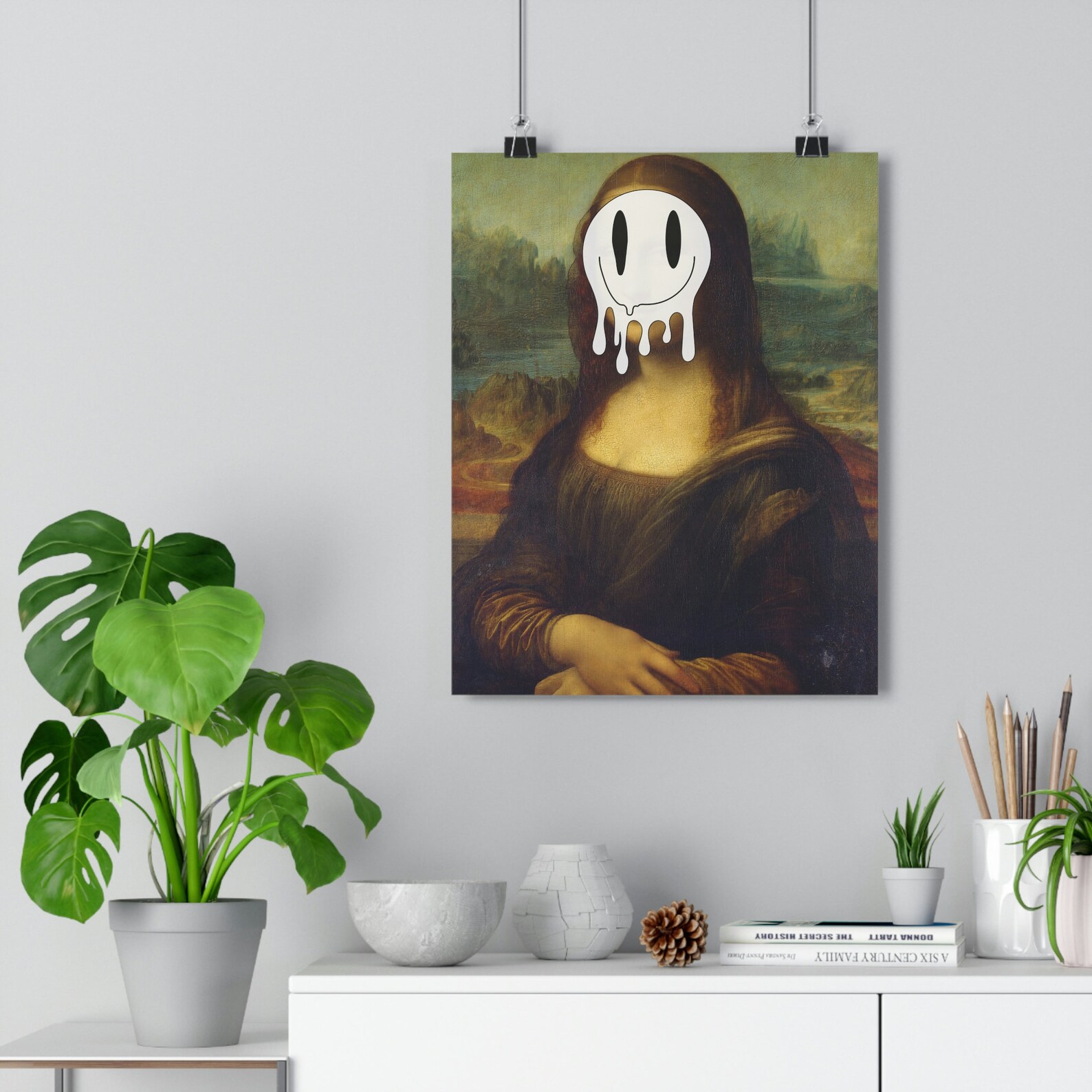 Modern Edgy Mona Lisa Acid Smiley Print - Etsy