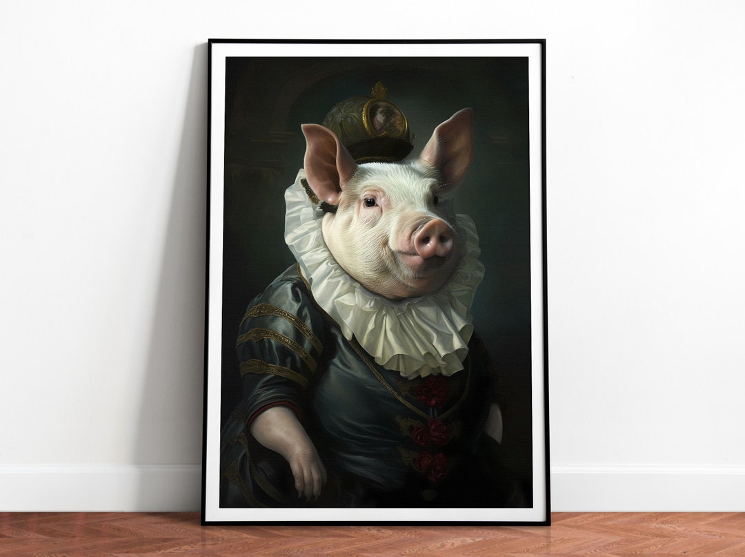 Vintage Pig Portrait Print, Renaissance Painting, Antique Art Poster ...