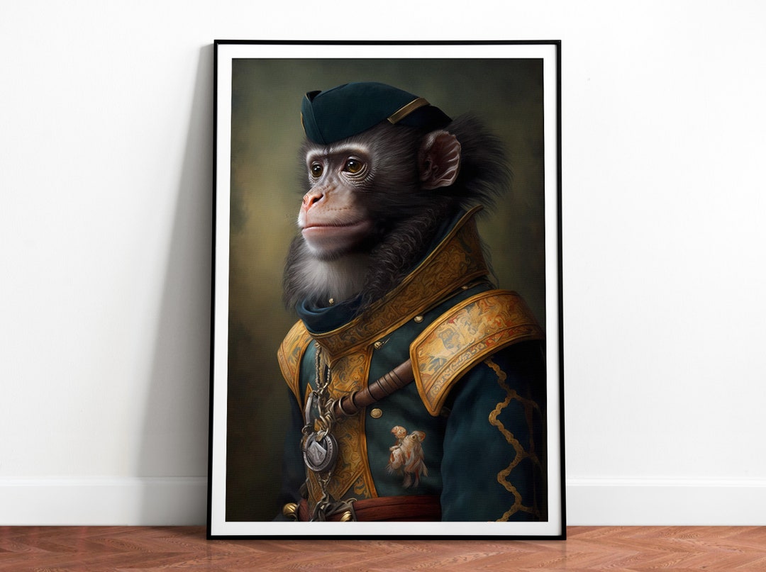 Vintage Monkey Portrait Print, Renaissance Painting, Antique Art Poster ...