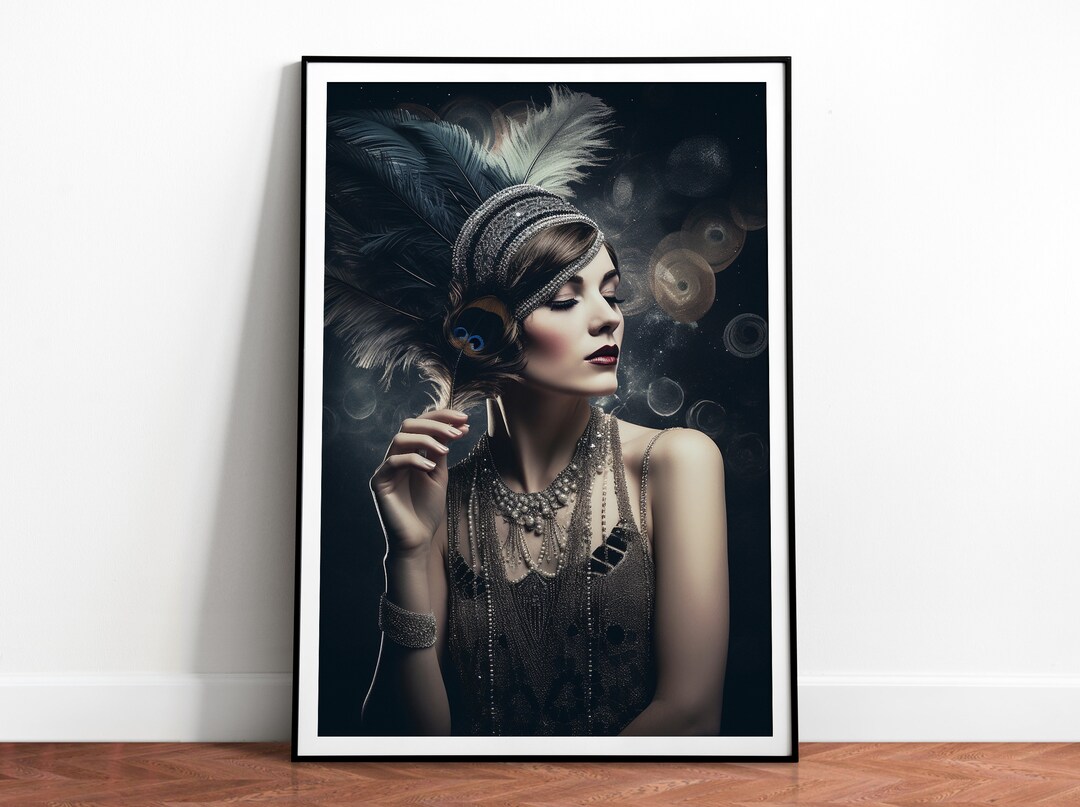 Vintage Flapper Girl Print, 1920's Fashion Style, Art Deco Poster ...