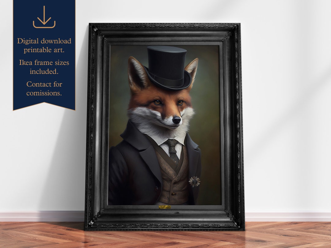 Vintage Gentleman Fox Print, Foxes in Suits, Classical Wildlife Wall ...