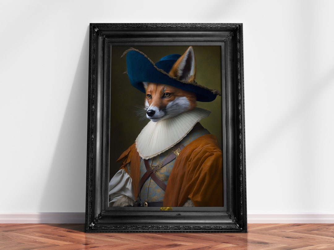 Vintage Fox Musketeer Portrait Print, Renaissance Painting, Antique ...