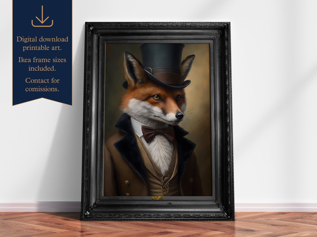 Vintage Gentleman Fox Print, Foxes in Suits, Classical Wildlife Wall ...