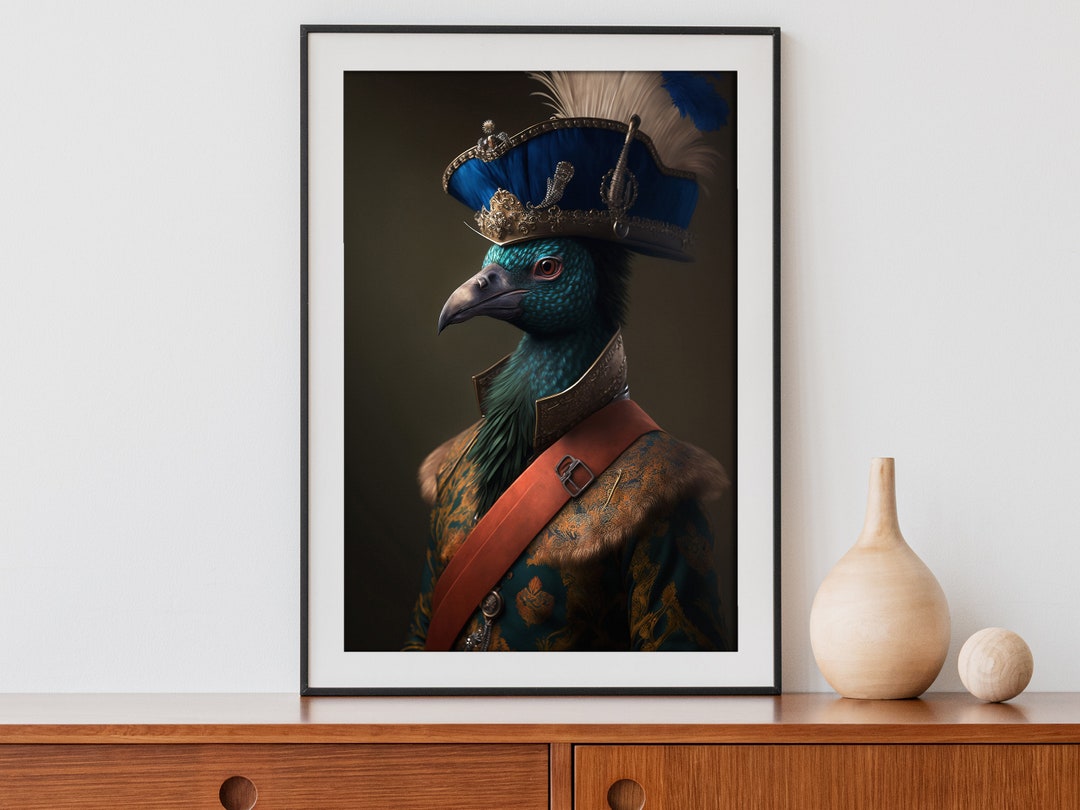 Vintage Peacock Portrait Print, Renaissance Animal Painting, Animal ...