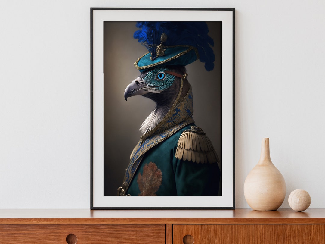 Vintage Peacock Portrait Print, Renaissance Animal Painting, Animal ...