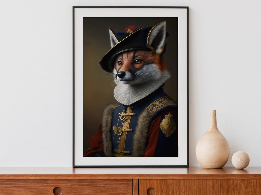 Vintage Fox Portrait Print, Renaissance Painting, Antique Art Poster ...