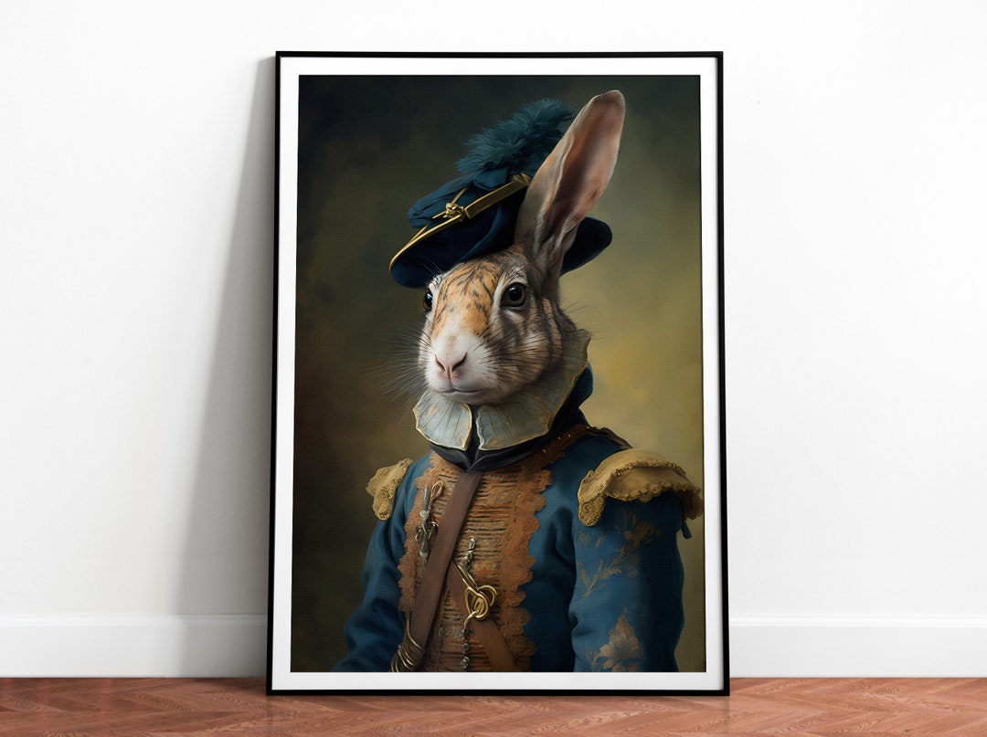 Vintage Rabbit Portrait Print, Renaissance Painting, Antique Art Poster ...