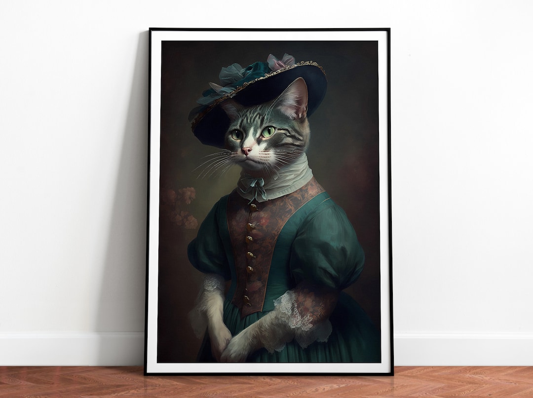 Vintage Cat Portrait Print, Renaissance Painting, Antique Art Poster ...