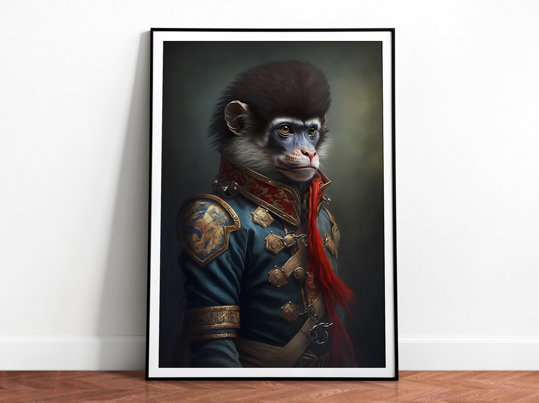 Vintage Monkey Portrait Print, Renaissance Painting, Antique Art Poster ...