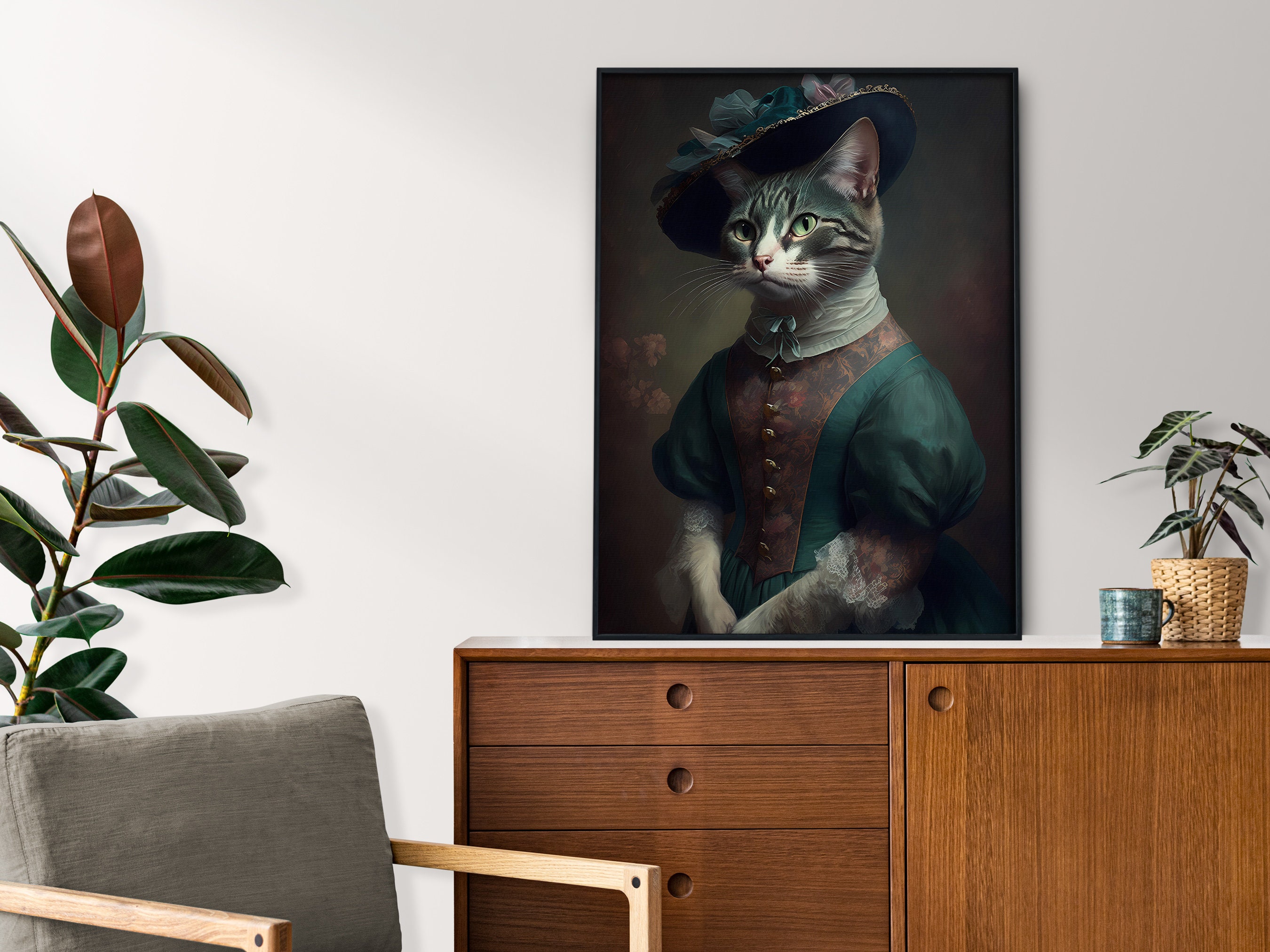 Vintage Cat Portrait Print, Renaissance Painting, Antique Art Poster ...