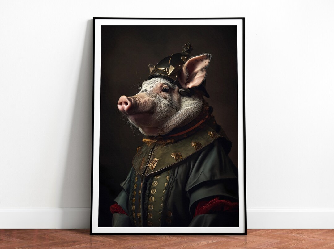 Vintage Pig Portrait Print, Renaissance Painting, Antique Art Poster ...