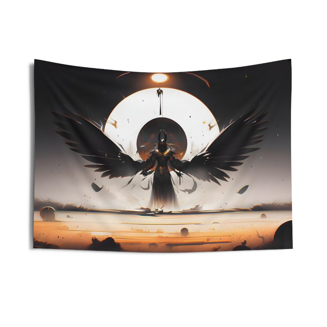 Egyptian Winged God Wall Tapestry Majestic Home Decor Anubis Osiris ...