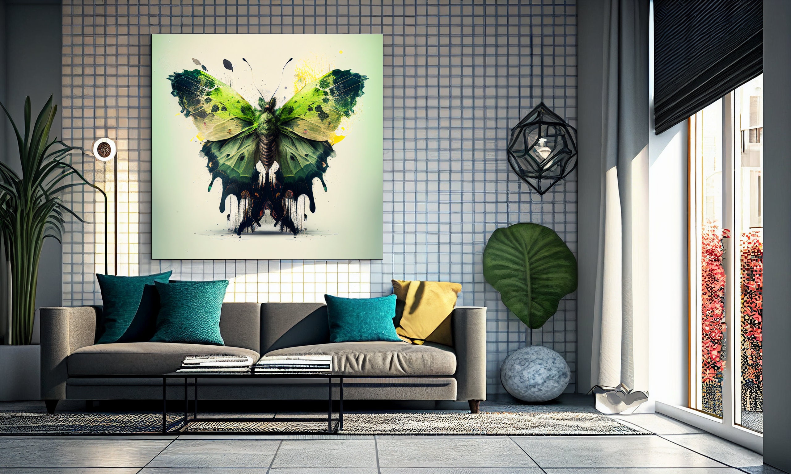 Ink Moth in Shade of Green Printable High-resolution Digital Image ...