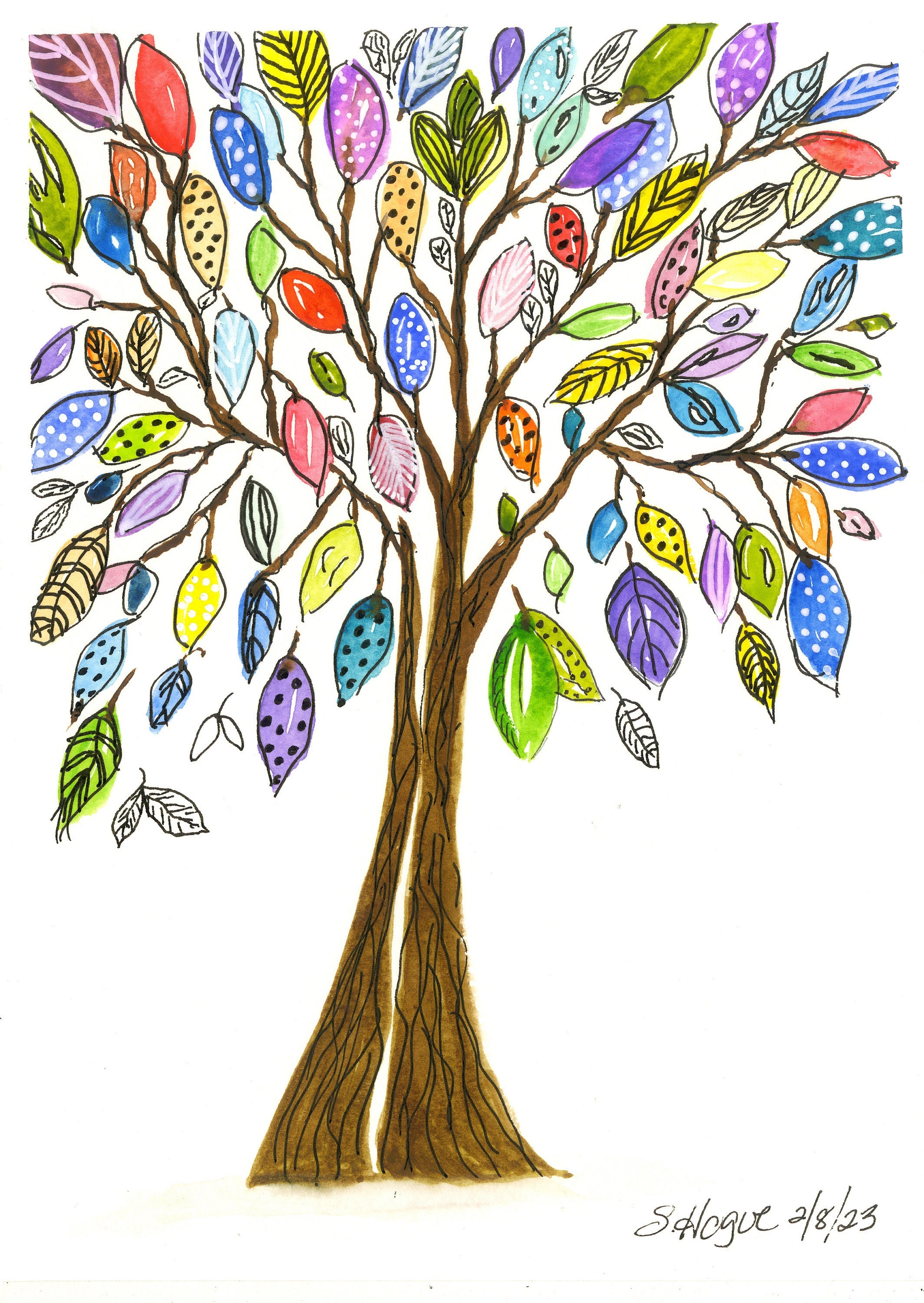 Tree of Life, Watercolor Tree, Colorful, Leaves, DIGITAL Print, Summer ...