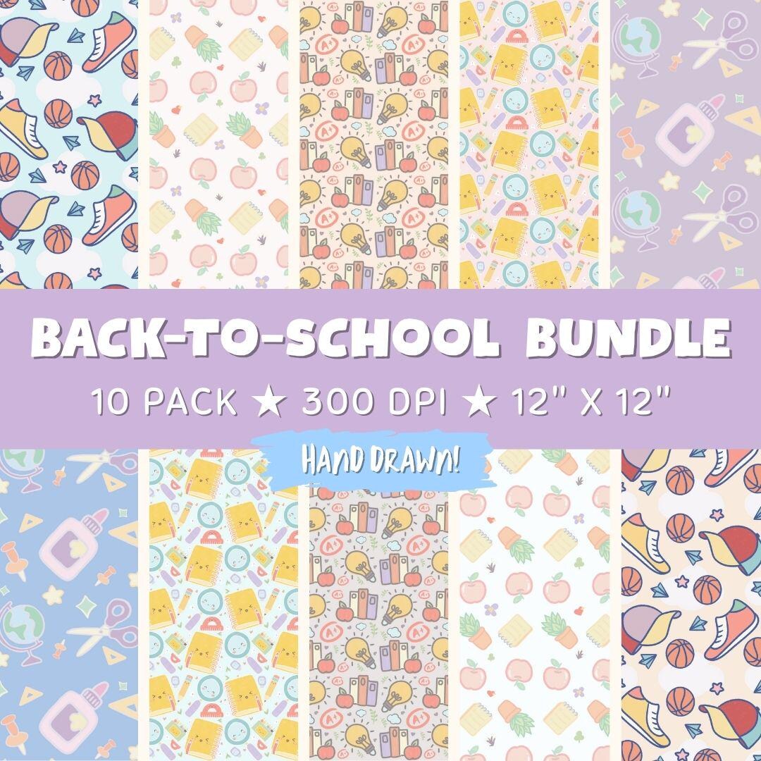 Back-to-school Seamless Patterns: Hand-drawn PNG Designs (digital ...