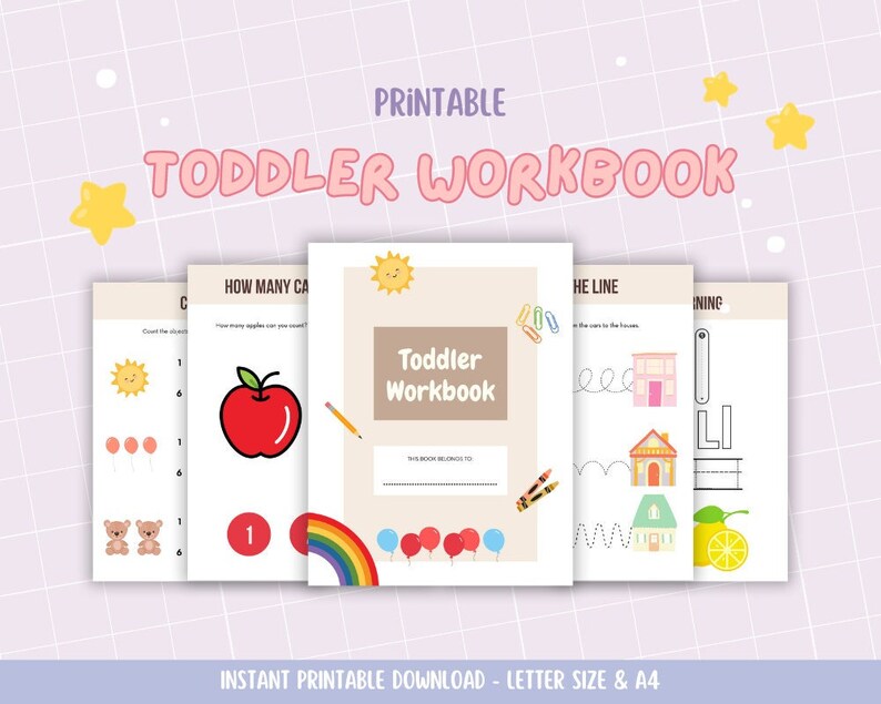 Printable Toddler Workbook, Pre-k Worksheets, Busybook for Toddlers ...
